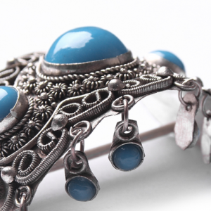 Tibet Silver Style Hair Pin With Blue Gemstones on Luulla