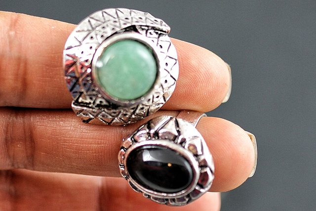 Lot Of 6 Unisex Adjustable Gemstone Rings on Luulla