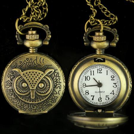 Antique Steampunk Style Owl Pendant Pocket Watch Necklace, on Luulla