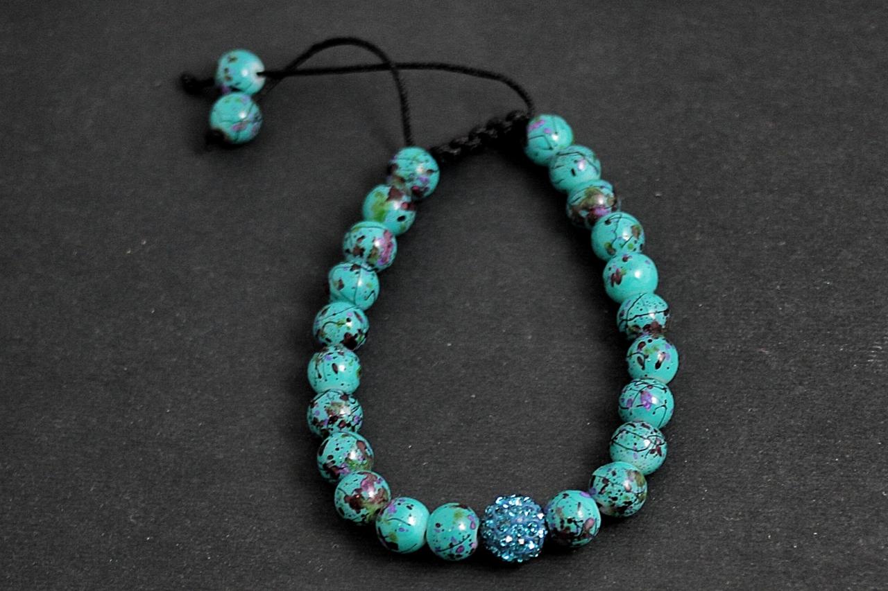Shamballa Style Blue 10 Mm Crystal Bead 8mm Glass Beads Adjustable ...