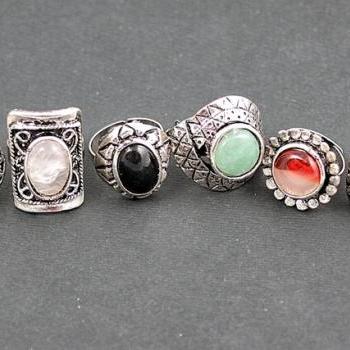 Lot Of 6 Unisex Adjustable Gemstone Rings on Luulla