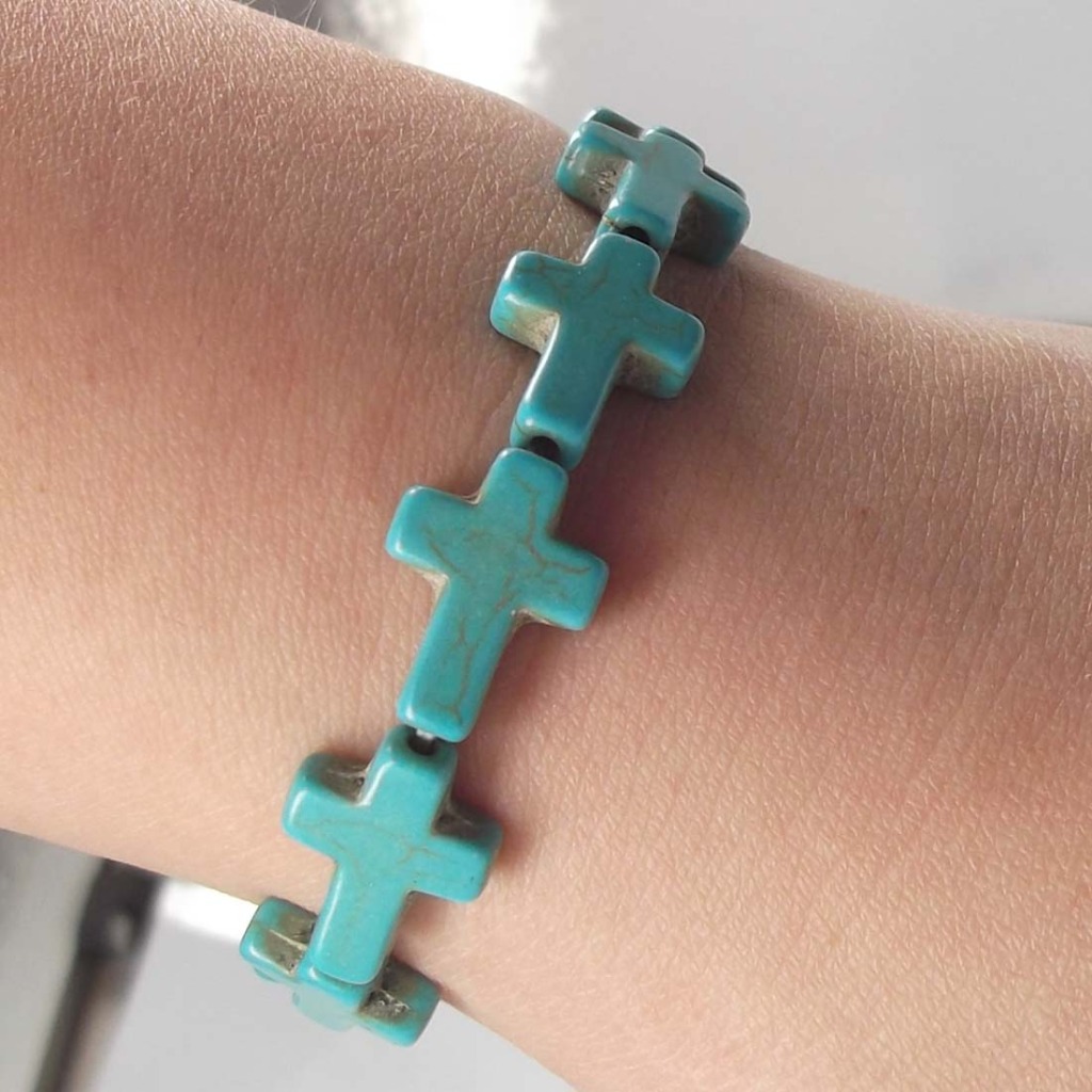 Bohemian Spring Style Cross Turquoise Stone Elastic String Bead ...