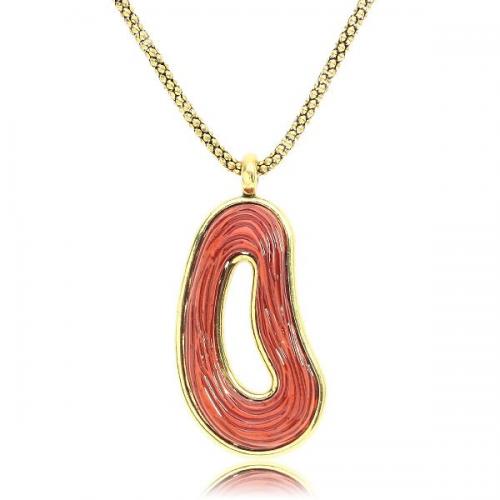 Large Red Annulus Shape 18k Gold Plated Pendant Necklace on Luulla